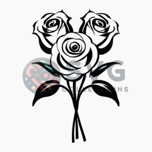 Elegant Three Rose Floral Design SVG - svgcollections.com