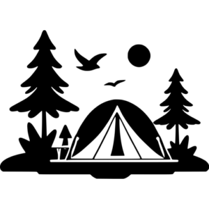 Camping Scene with Tent and Trees SVG - svgcollections.com
